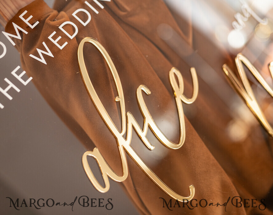 Luxury Clear and Gold Wedding Welcome Sign, Golden Wedding Decor ...