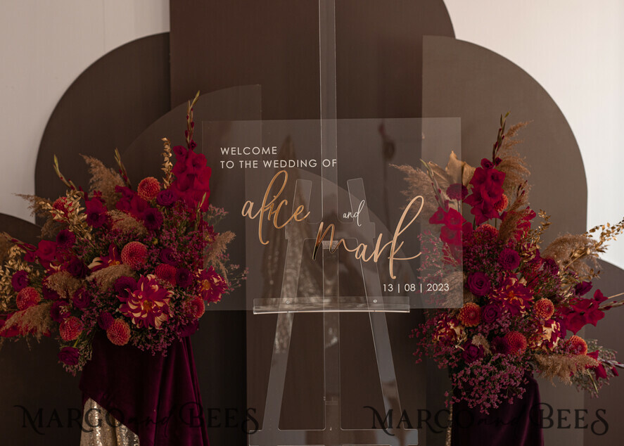 Luxury Clear and Gold Wedding Welcome Sign, Golden Wedding Decor ...