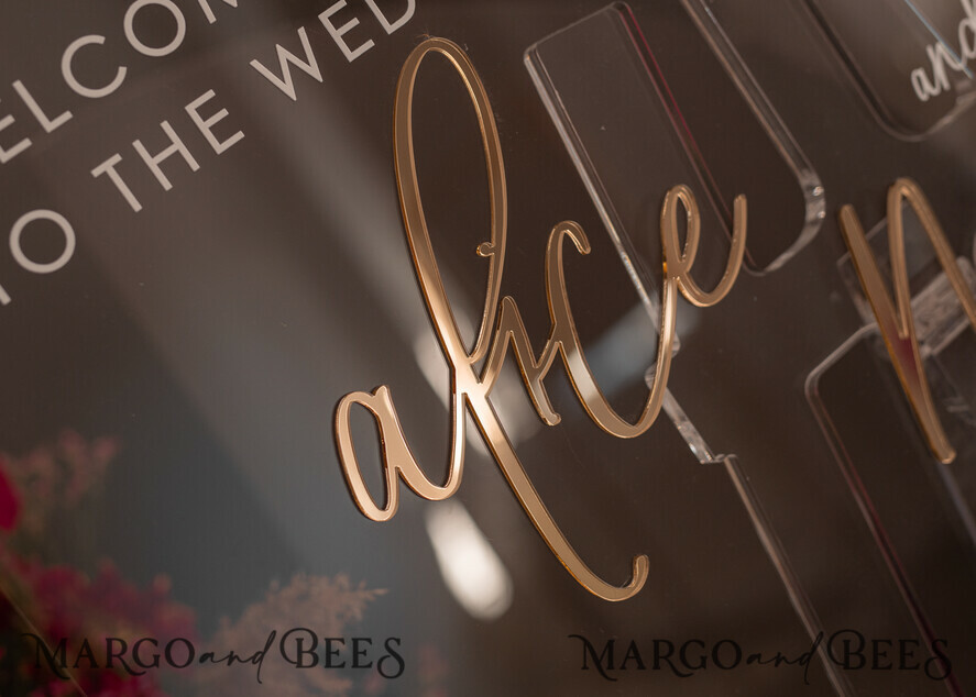 Luxury Clear and Gold Wedding Welcome Sign, Golden Wedding Decor ...