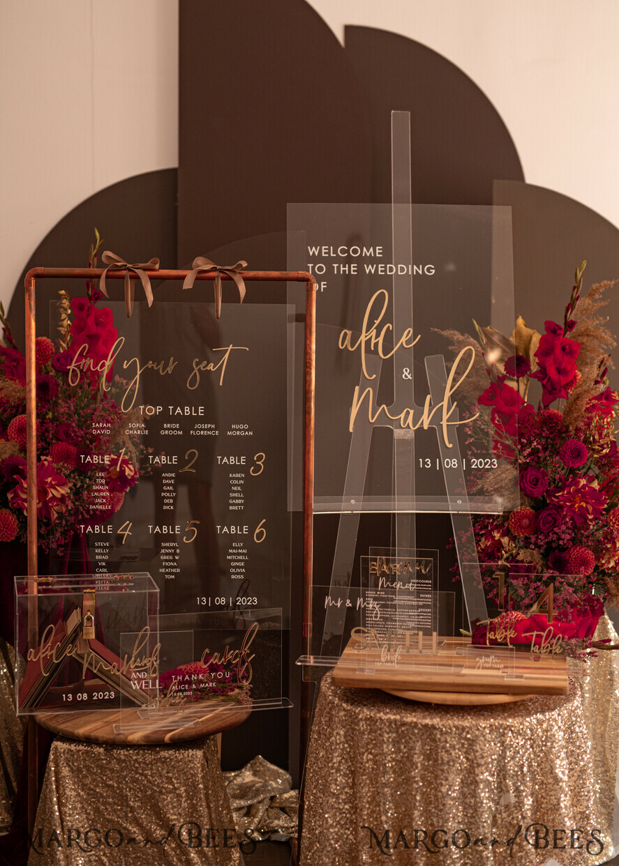 Luxury Clear and Gold Wedding Welcome Sign, Golden Wedding Decor ...