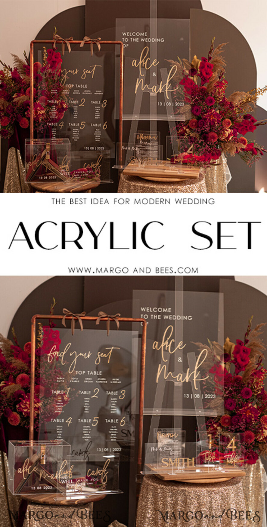 Luxury Clear and Gold Wedding Welcome Sign, Golden Wedding Decor ...
