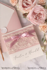 Handmade wedding invitation, lace invites
